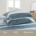 Bedduvit King Size Quilt Sets 100 Cotton Blue Gray White Striped