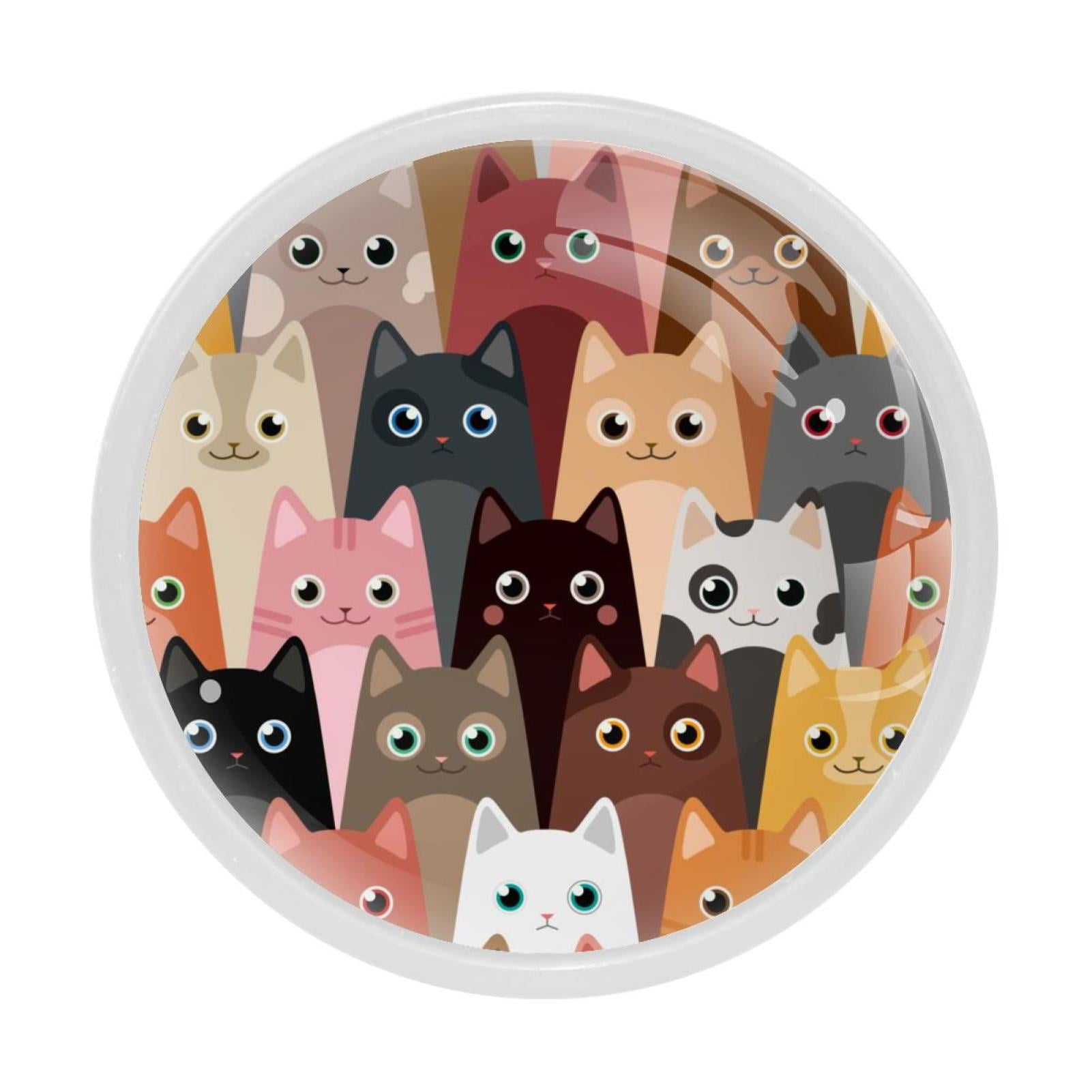 4 Pcs Colorful Dog and Cat Knobs for Kitchen Cabinet Cupboard Dresser Bookcase Drawer Pulls ...