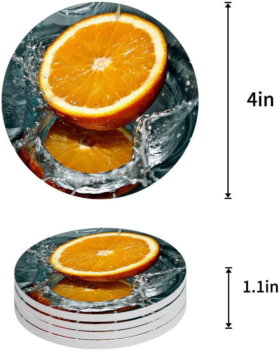 FMSHPON Orange Set of 8 Round Coaster for Drinks, Absorbent Ceramic ...
