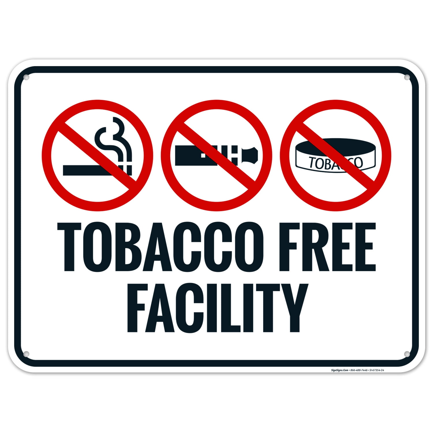 Tobacco Free Facility Sign, - Walmart.com