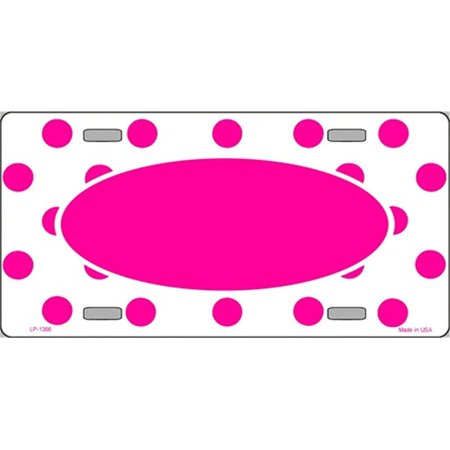 Hot Pink Dots on White- Ovals in the Middle- Flat Automotive License ...