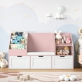 Homfa Kids Bookshelf with Reading Nook & 3 Movable Drawers, 2 Cube ...