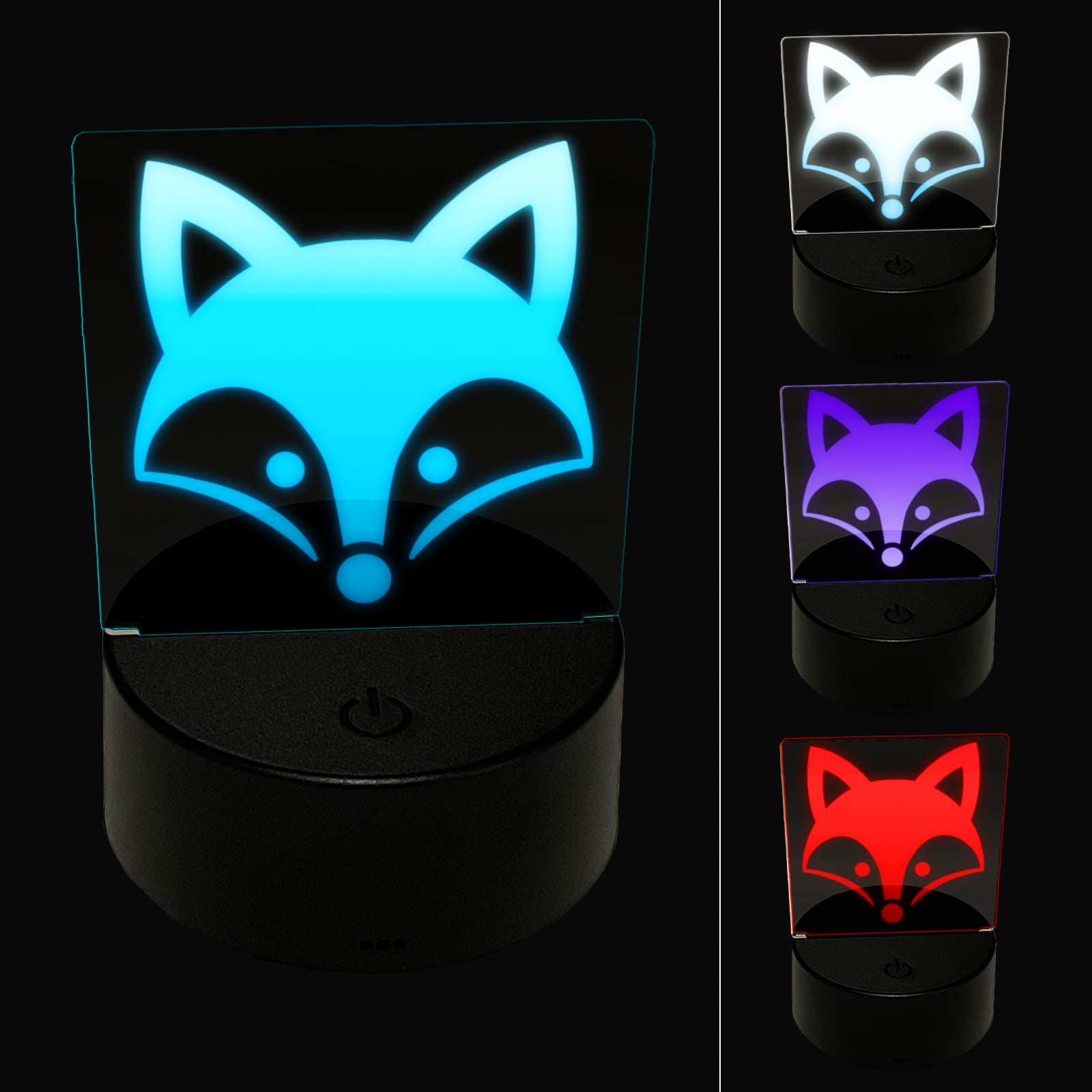 Sweet Fox Head Face LED Night Light Sign 3D Illusion Desk Nightstand ...