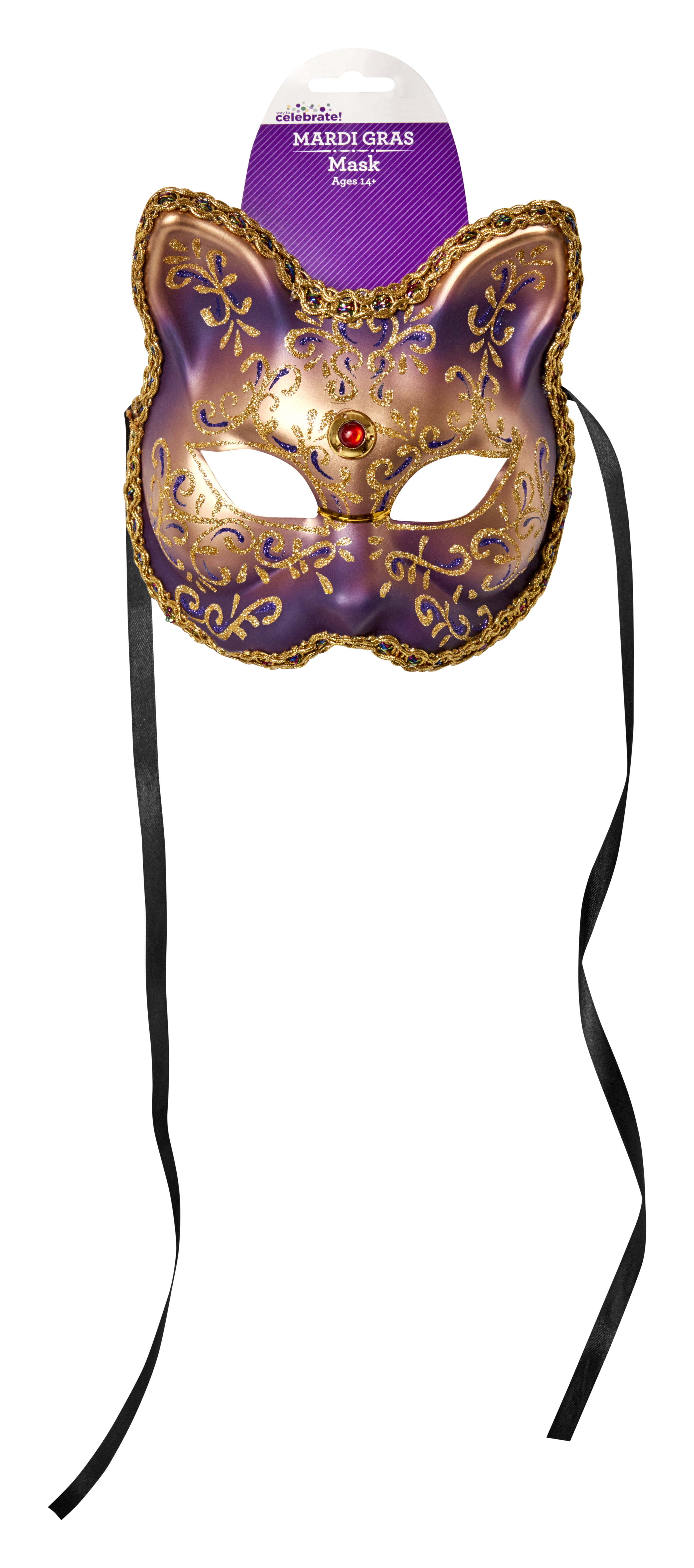 Madri Gras Way To Celebrate Purple Cat Mask
