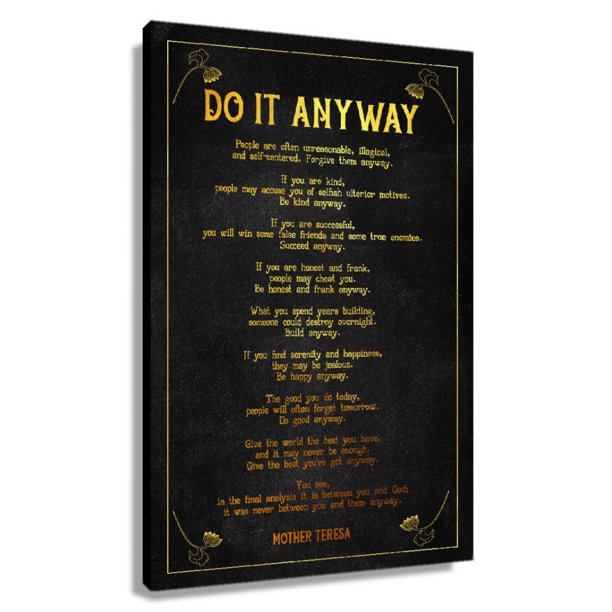 Do It Anyway Poem Wall Decor Mother Teresa Quote Wall Art Poetry Poster ...
