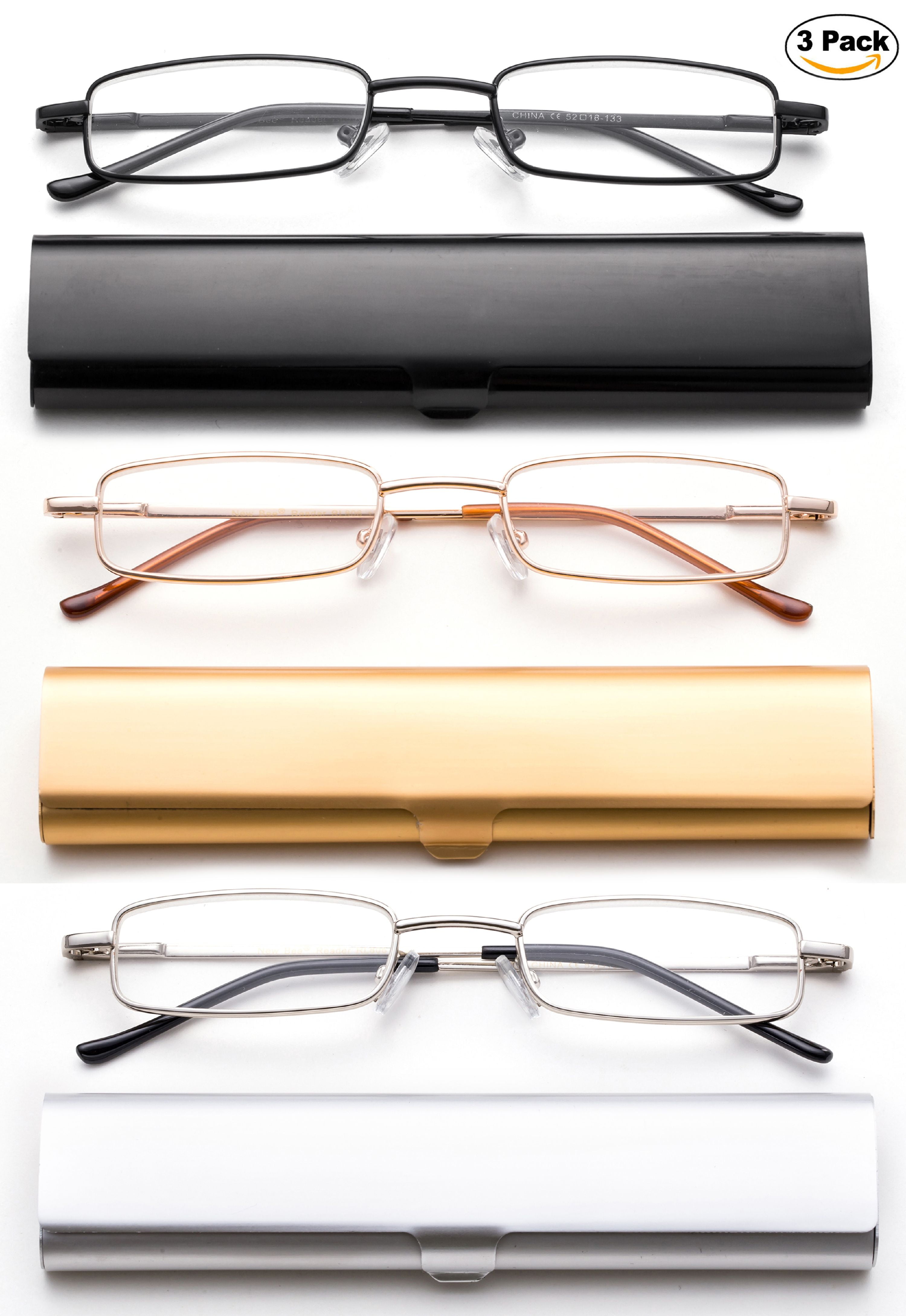 Newbee Fashion-Portable Compact Reading Glasses in Aluminum Case Metal ...