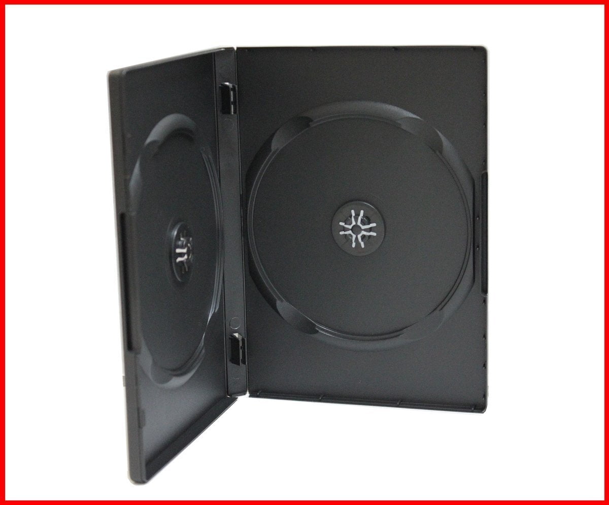 3 Pk Premium 14mm CD DVD Storage Case Double Black Dual 2 Discs Holder ...