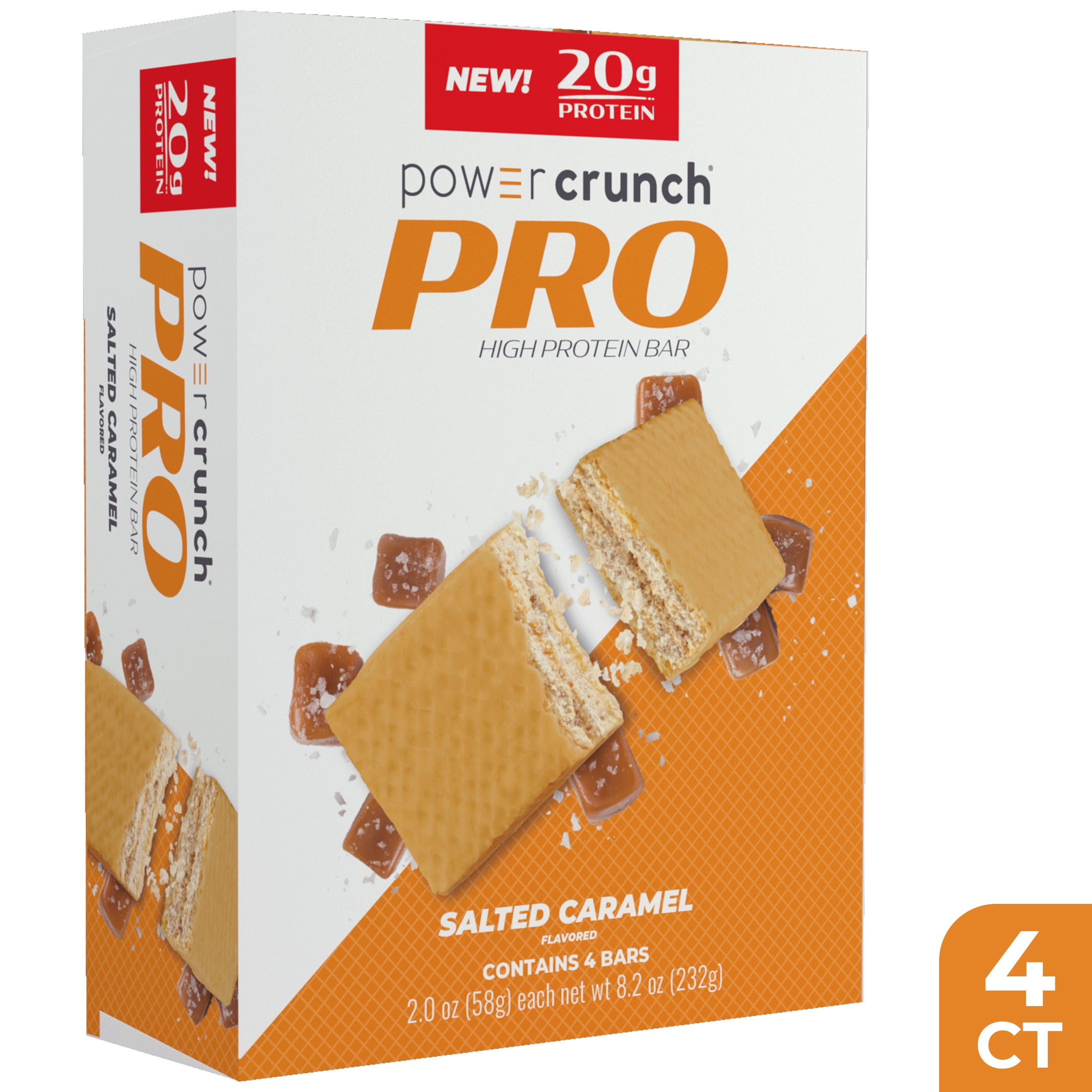 Power Crunch PRO Salted Caramel High Protein Bar, 20g Protein, 2 oz, 4 ...
