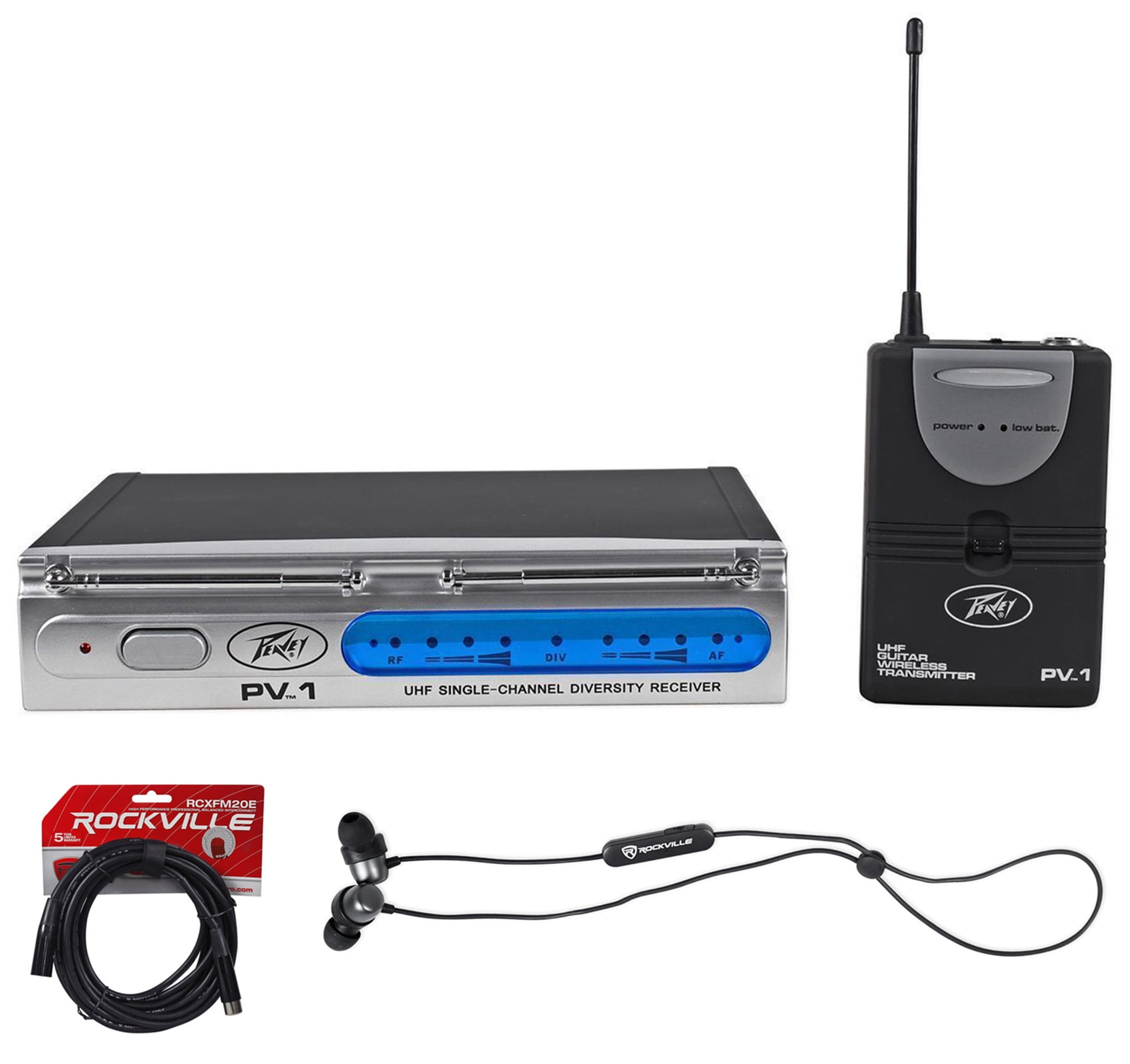 Peavey PV-1 U1 BG 914.50MHZ UHF Wireless Electric Guitar Pack+Cable ...