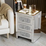 IKIFLY Mirrored Nightstands End Table with Wireless Charging and Color ...