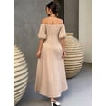 Apricot Womens 3D Floral Off-Shoulder Puff Sleeve A-Line Maxi Dress For ...