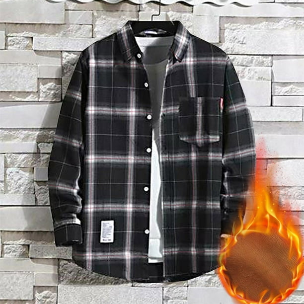 PEONAVET Men's Sherpa Lined Flannel Shirt Jacket, Soft Long Sleeve ...