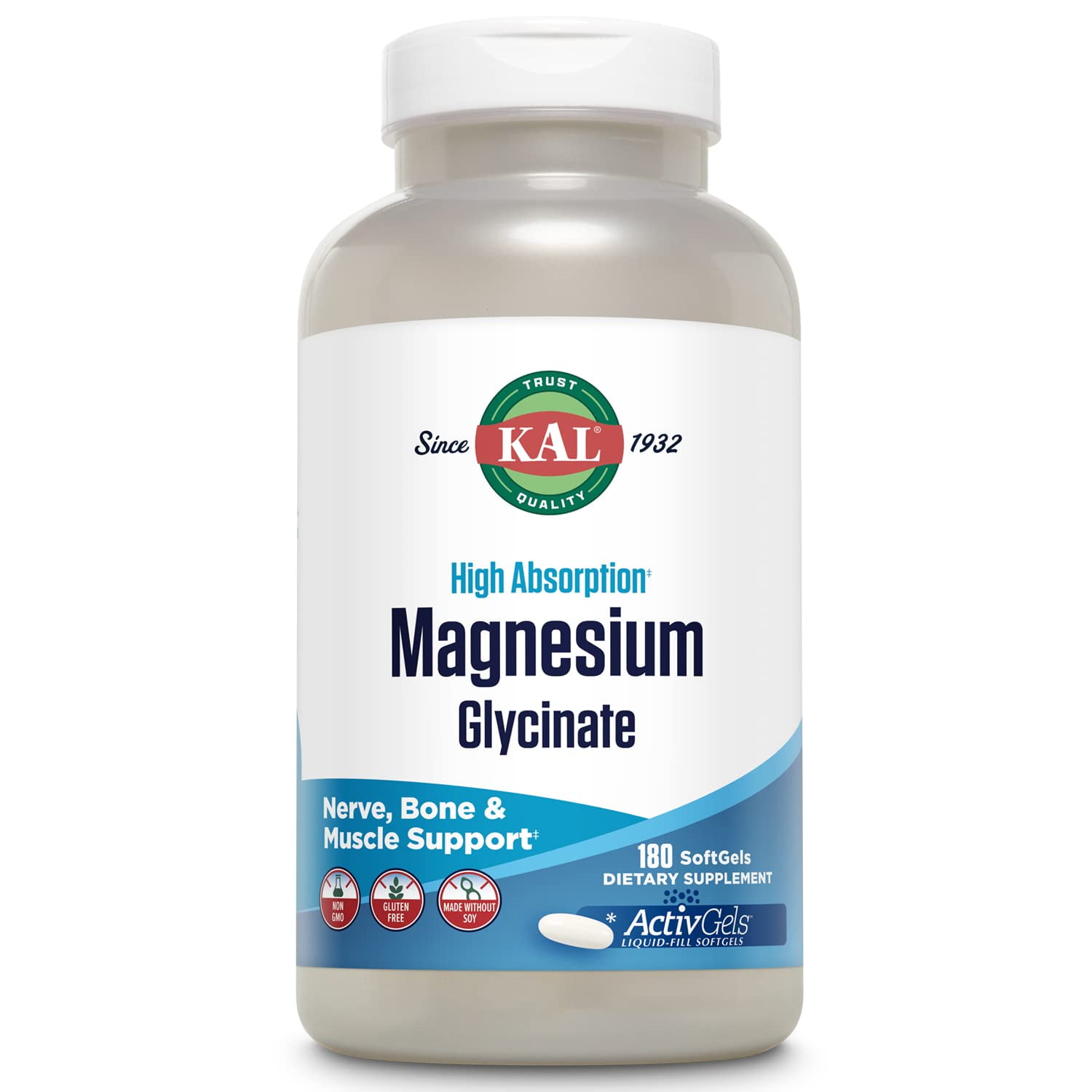 Suplemento KAL Glicinato de Magnesio ActivGels 315 mg 180 cápsulas ...