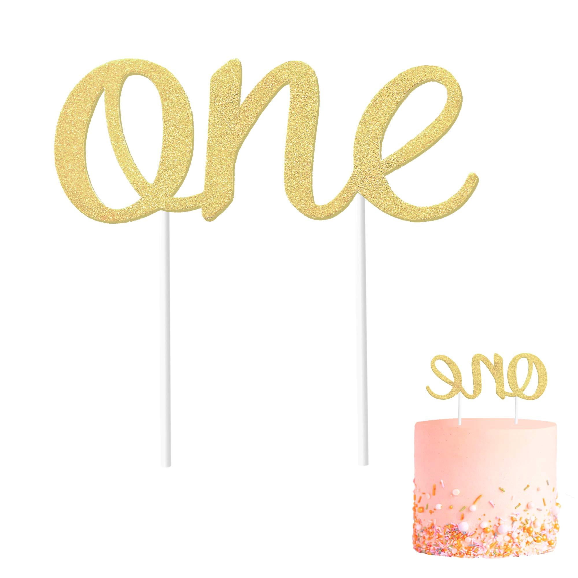 Gold 1st Birthday Topper, Double Sided Glitter, Number One Cake Topper ...