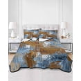 Abstract Art Quilts Bedding Set Full Size Brown Blue Graffiti Paint ...