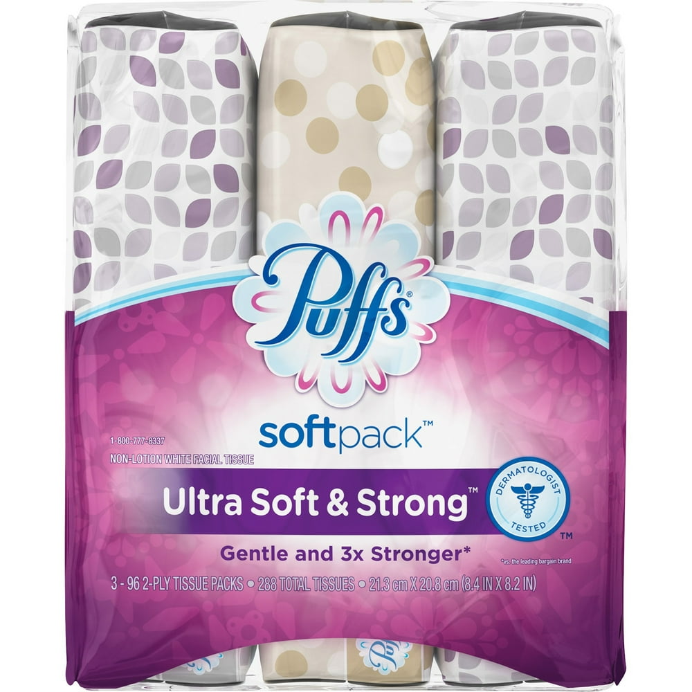 Puffs Ultra Soft/Strong Soft Pack Facial Tissues - Walmart.com ...
