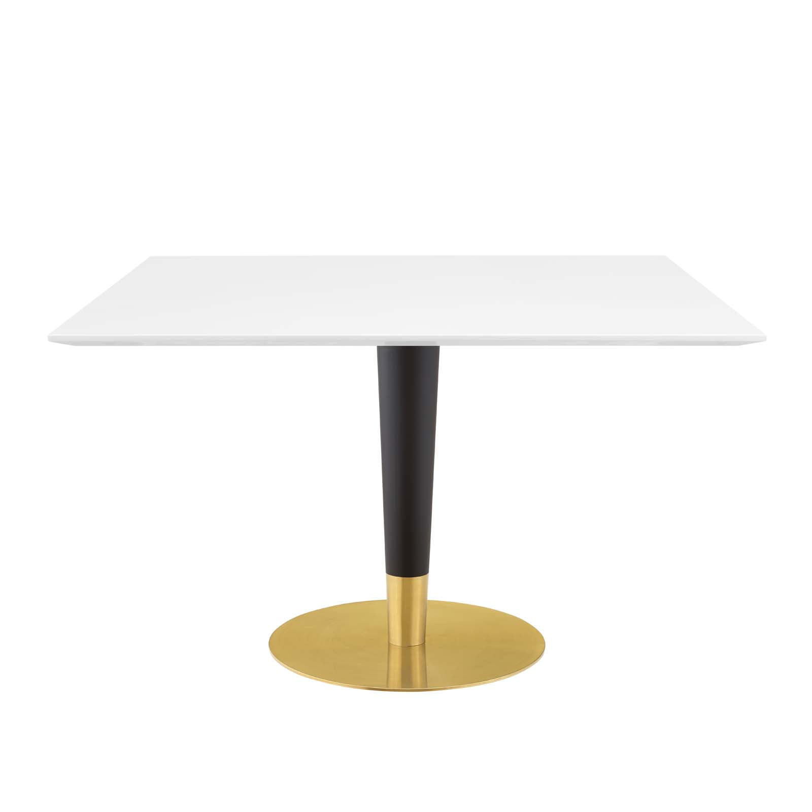 Dining Table, Square, Wood, Metal Steel, Gold White, Modern ...
