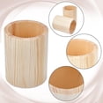 2Pcs Wooden Pen Holder Round Pen Pot Wood Desk Pen Display Stand Makeup ...