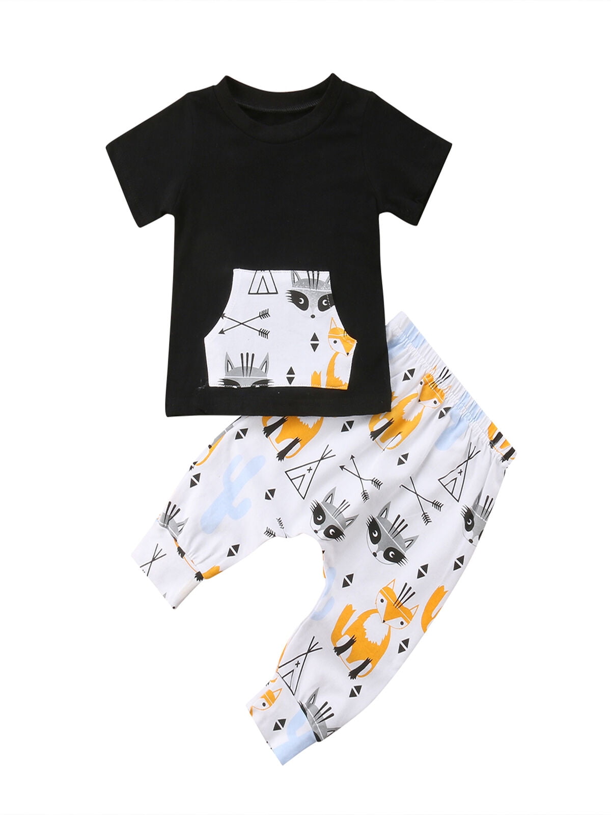 Wild Animals Print Baby Clothes Set Newborn Infant Toddler Boy Short ...