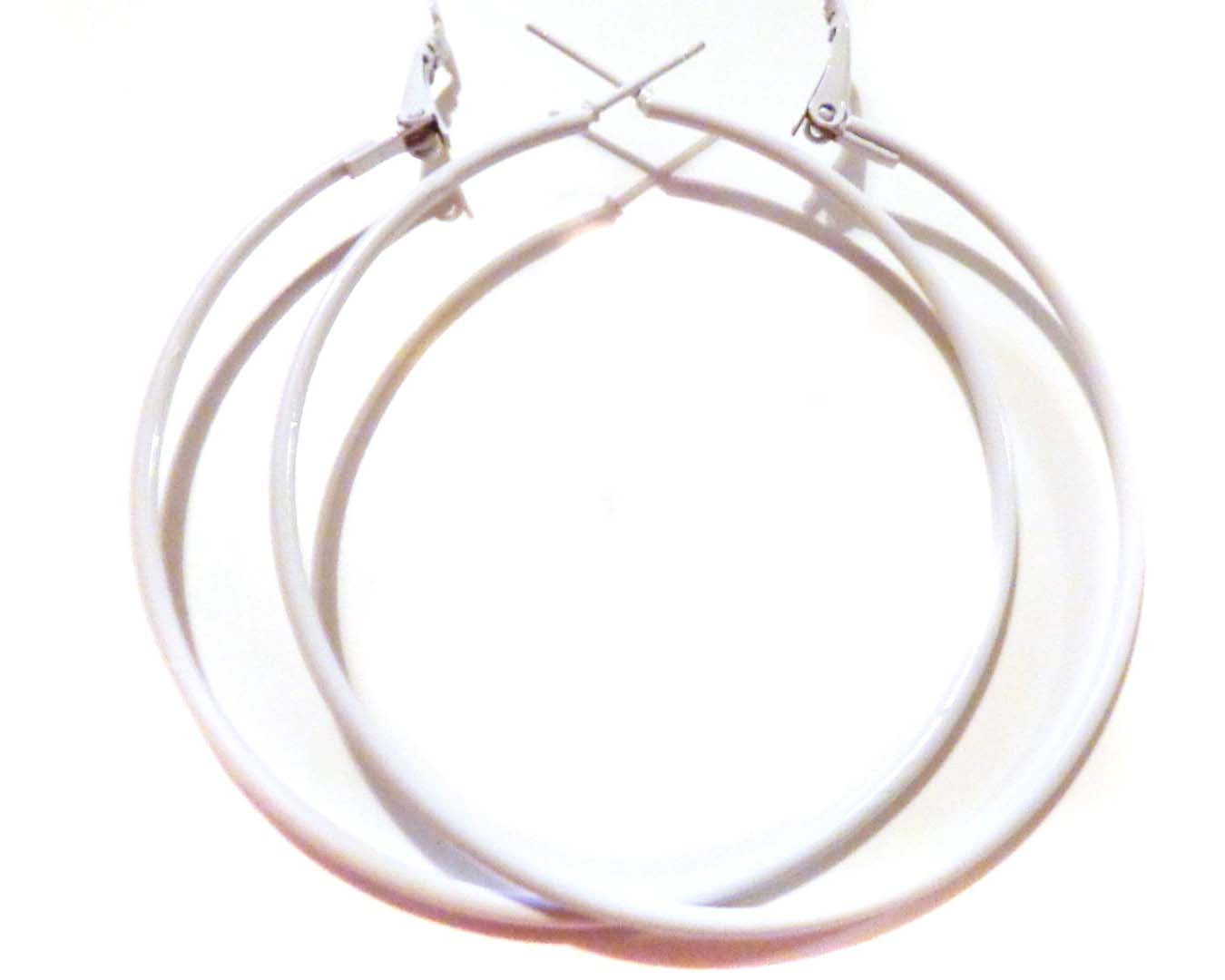 White Hoop Earrings 2 inch Hoop Classic Circle Thin Hoop Earrings ...