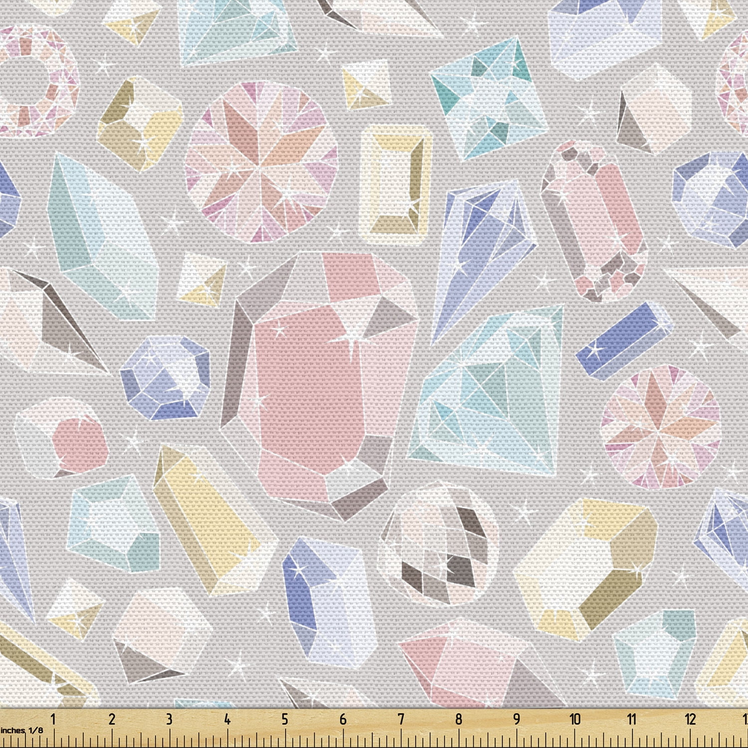 Diamonds Fabric by the Yard, Pastel Color Baguette Square and Oval ...