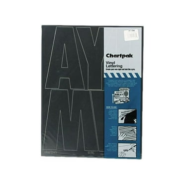 Chartpak Press-On Vinyl Uppercase Letters, Self Adhesive, Black, 4"h ...
