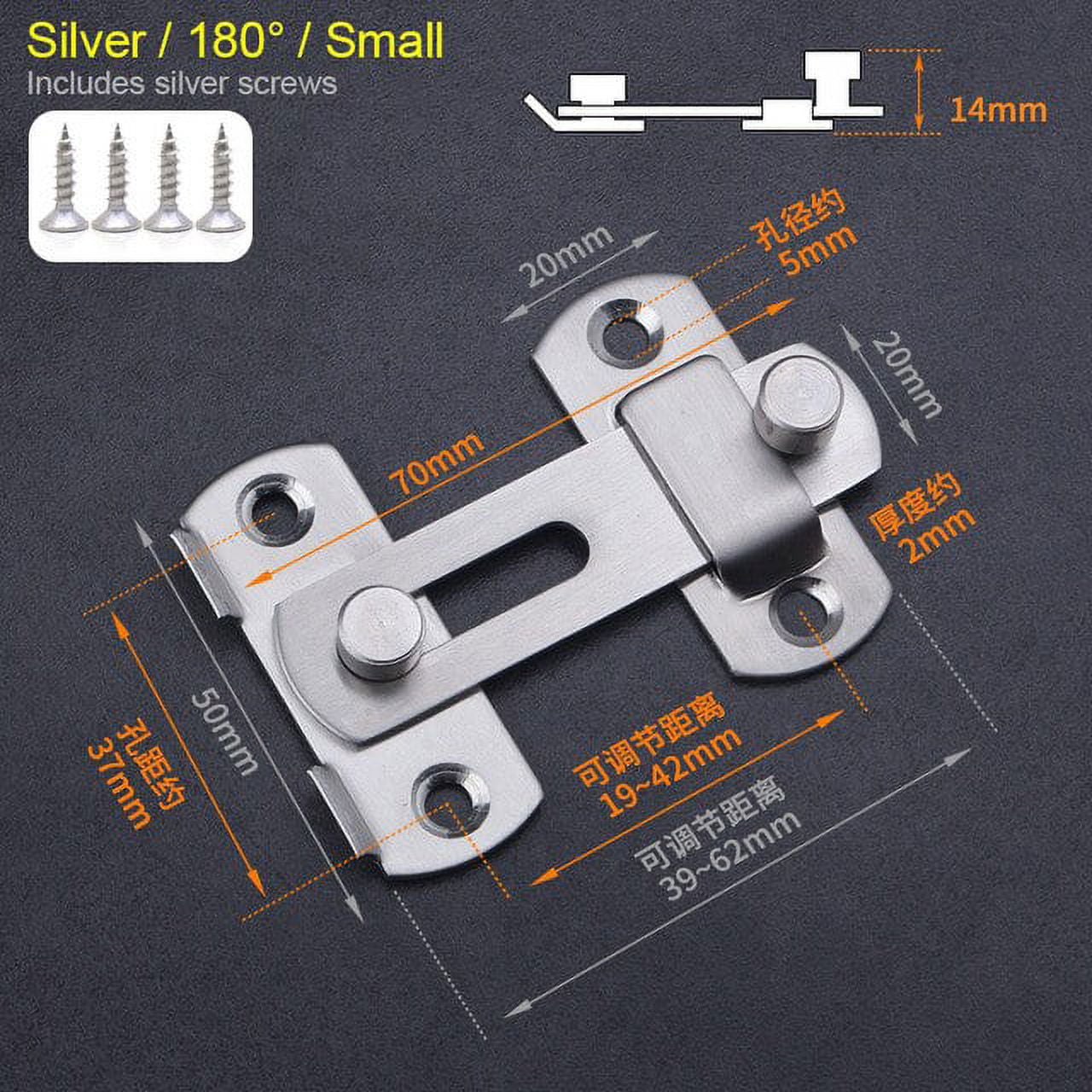 Door Lock Guard Latch Bolt 90 180 Degree Stainless Steel Toggle Latch ...