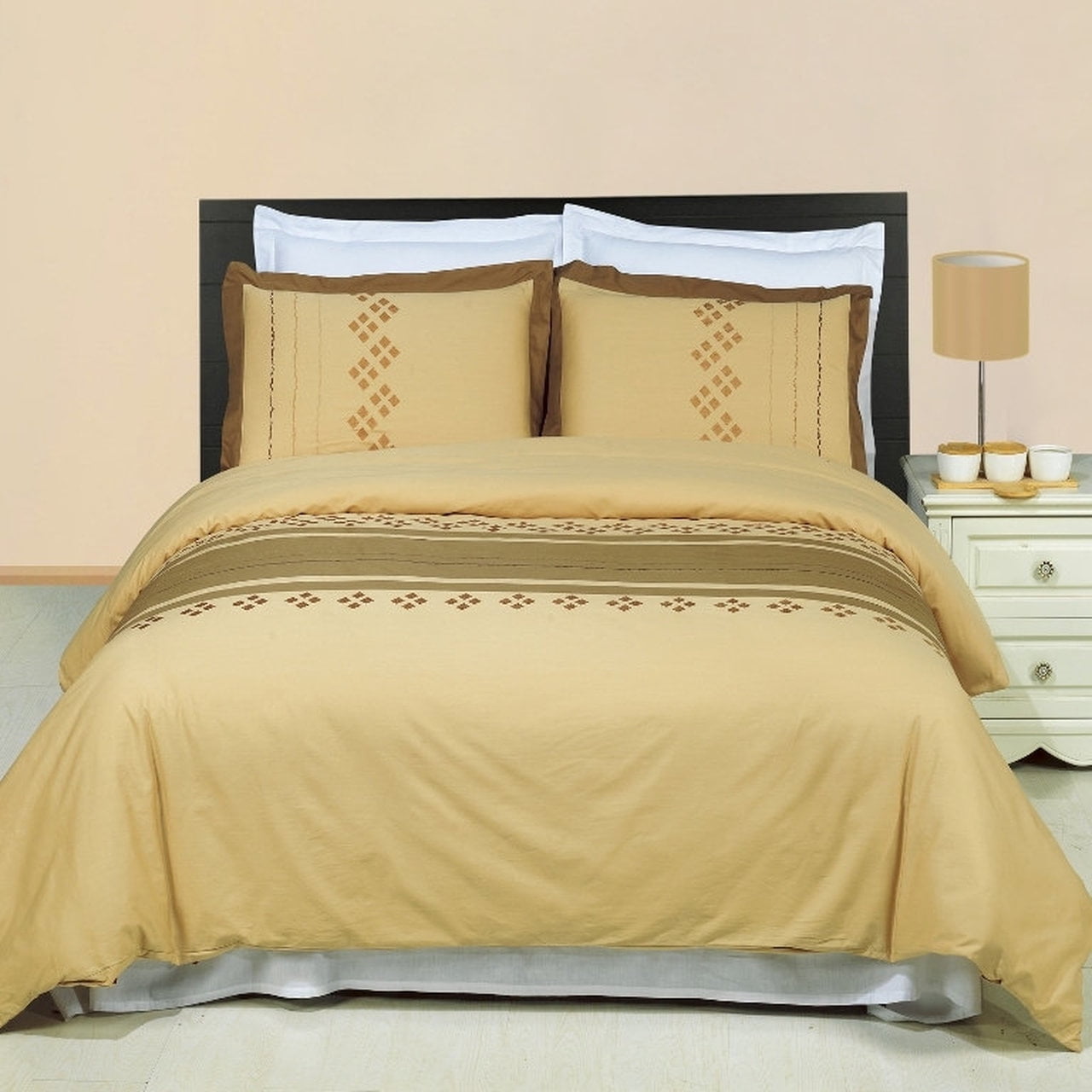 Luxury Soft 100% Cotton 3 Piece Duvet Cover Set Embroidered - King ...
