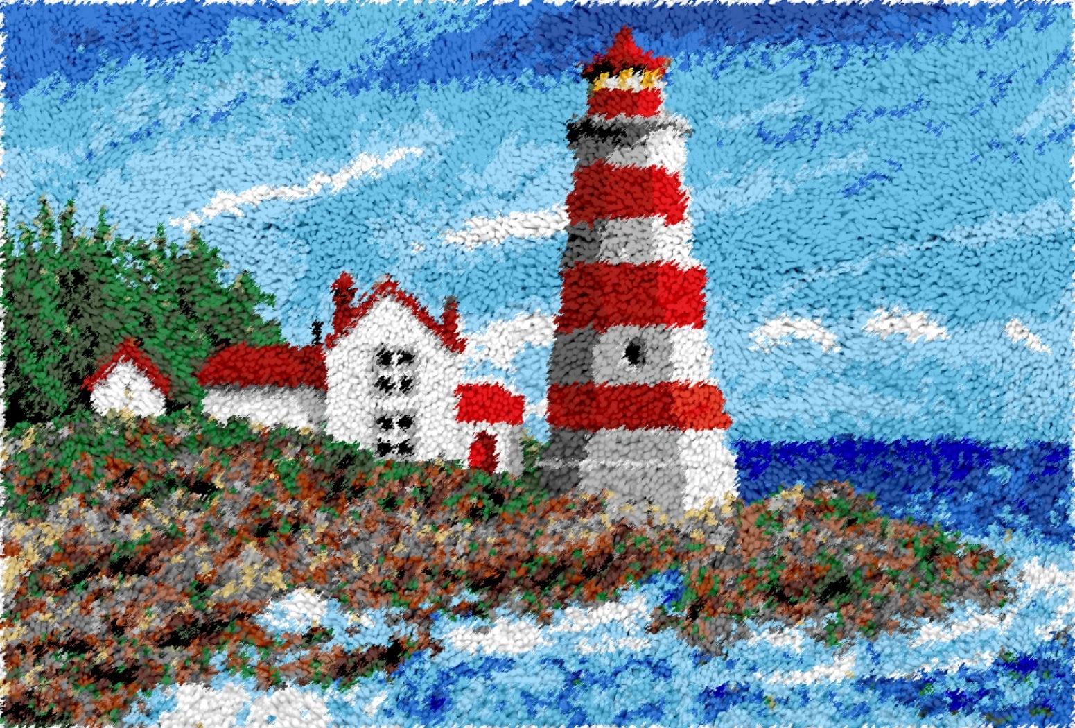 Rug Making Latch Hooking Kit | Lighthouse on Rocks (4 sizes) - Walmart.com
