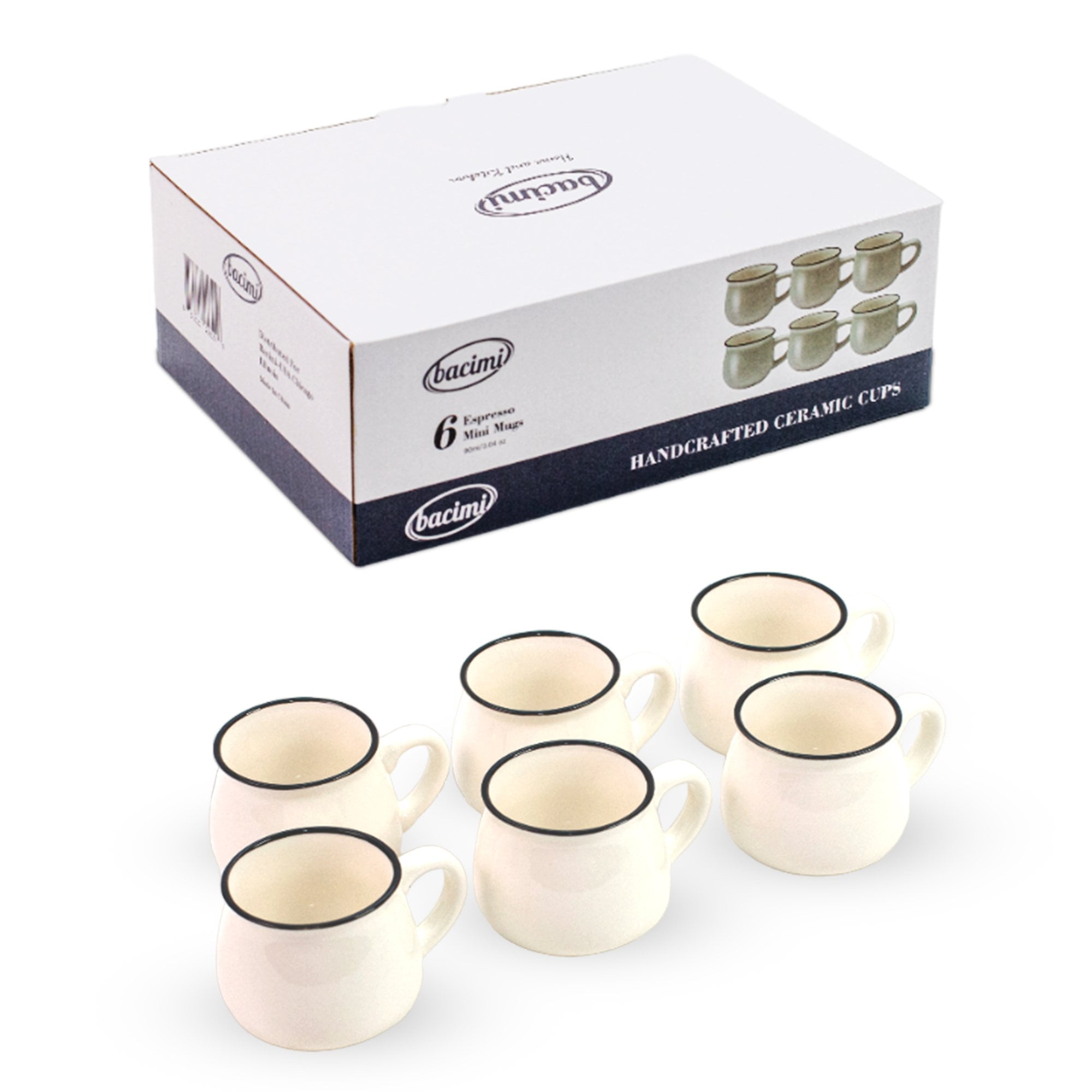 Click here for Bacimi Mini Ceramic Coffee Mugs Set Of 6 / 3oz / 9... prices