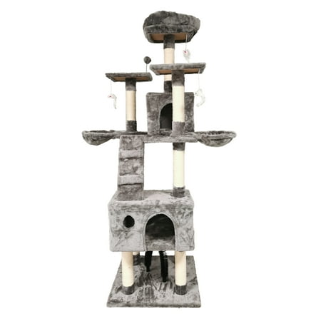 72 Inch Cat Tree with Sisal-Covered Scratching Posts, Multi Level Kitty ...