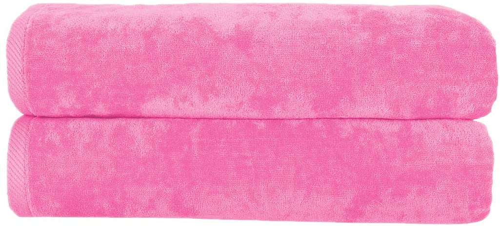 Beach Towels Terry Velour 30x60 2-Pack (Baby Pink PMS 217-C) 11.0 Lbs ...