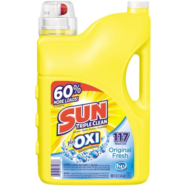 Sun Liquid Laundry Detergent plus OXI Stain Removers and Whiteners ...