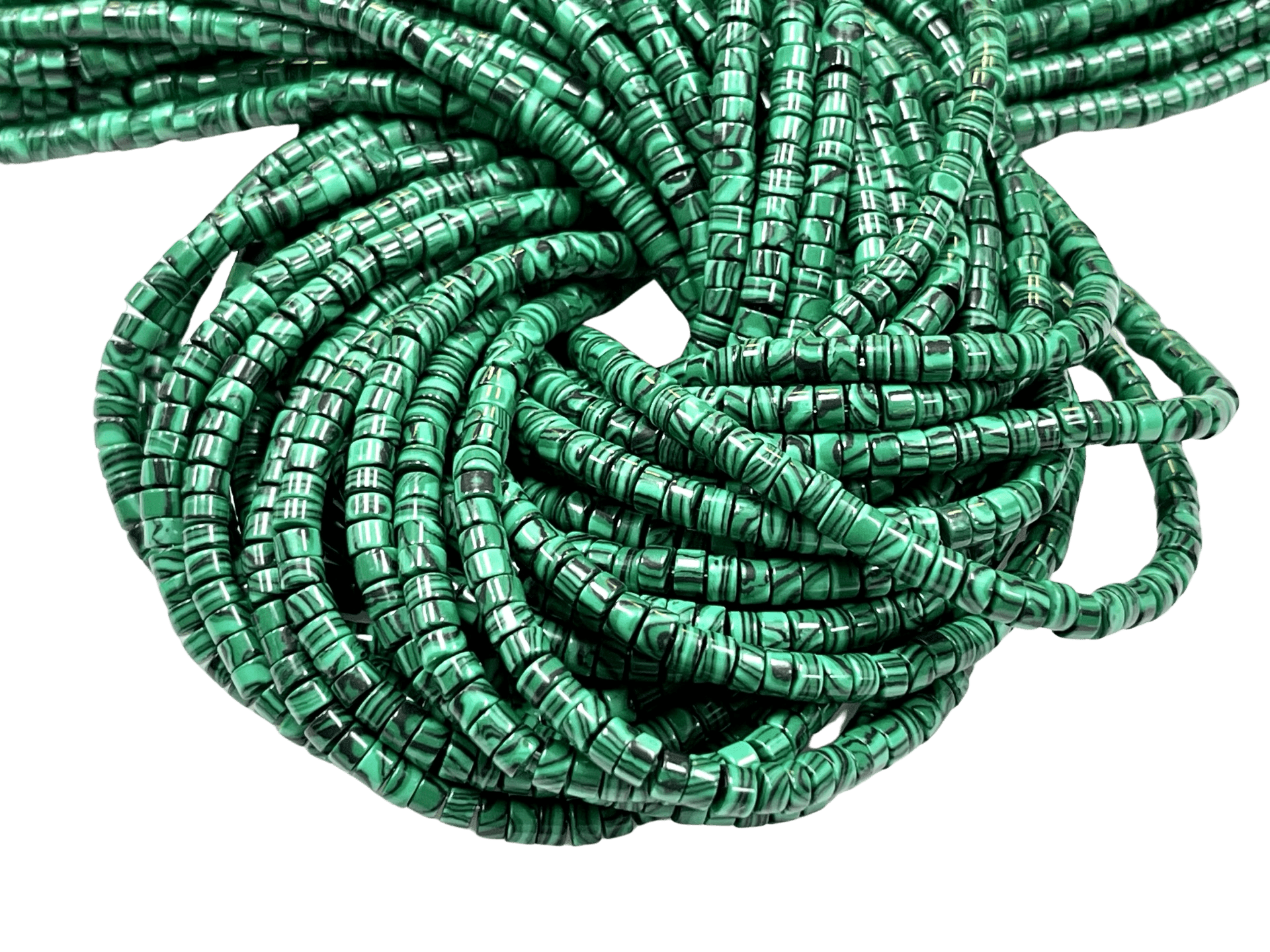 Malachite Gemstone Heishi Disc Tyre Shape Beads Strand Size 4x2mm Green ...