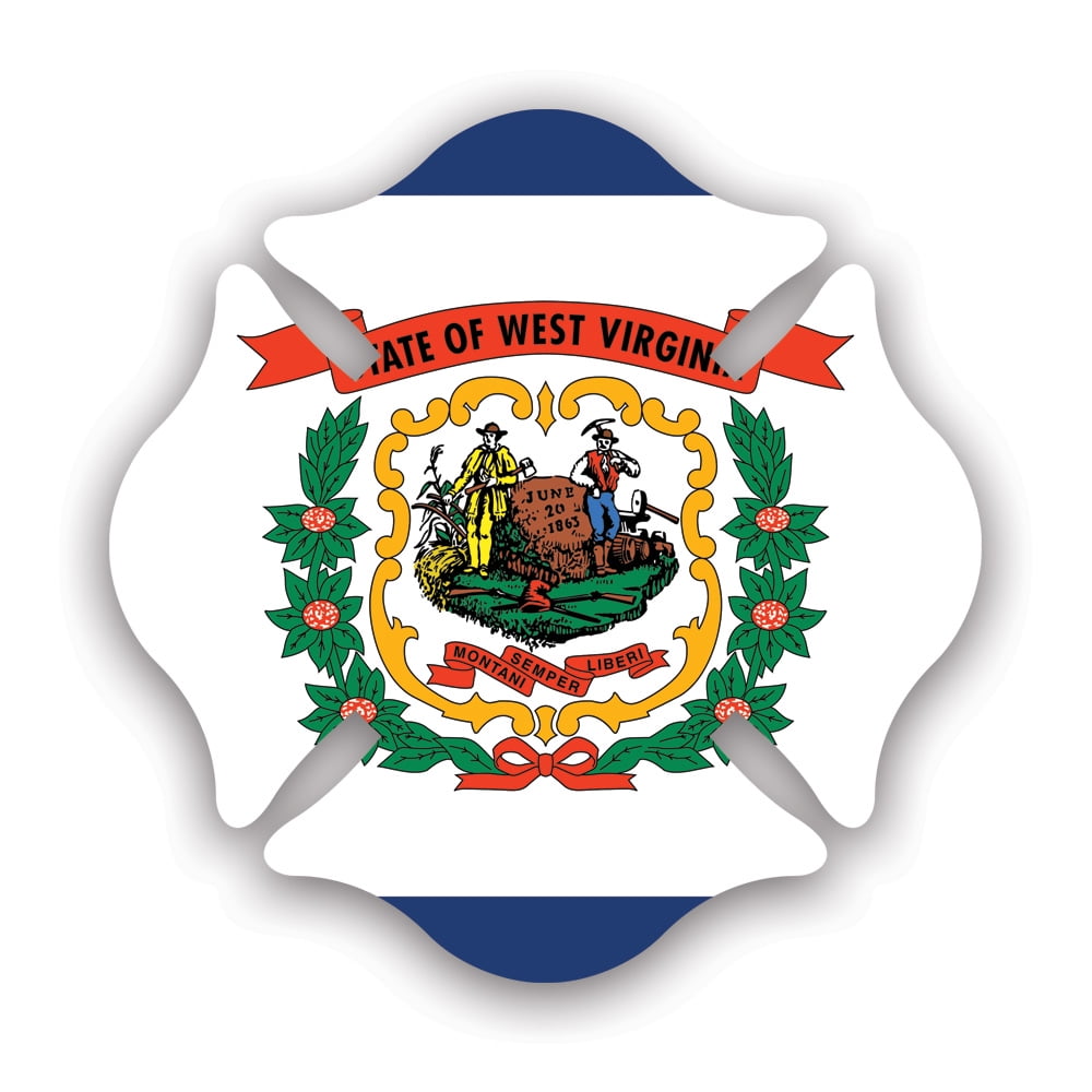 West Virginia State Maltese Cross Shaped Sticker Decal - Self Adhesive ...