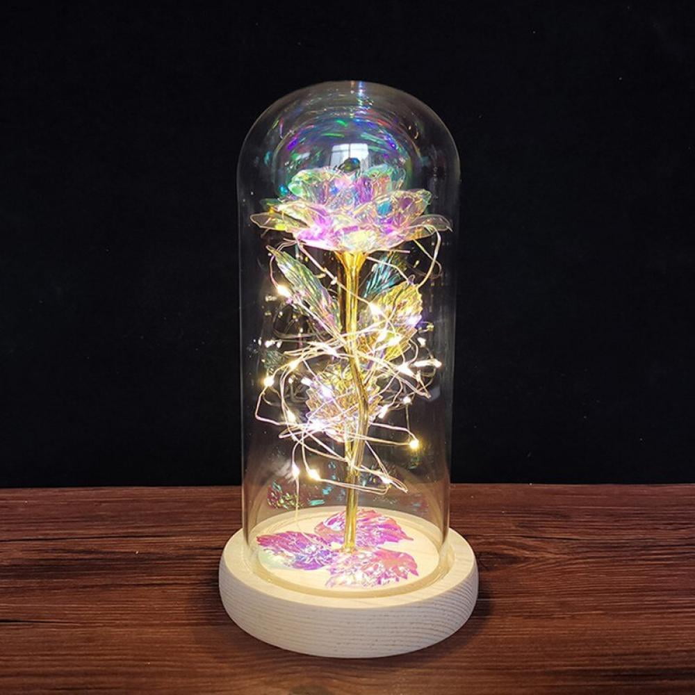 Buy LED Rose Flower In Glass Dome With Lights Infinity Crystal Rose ...