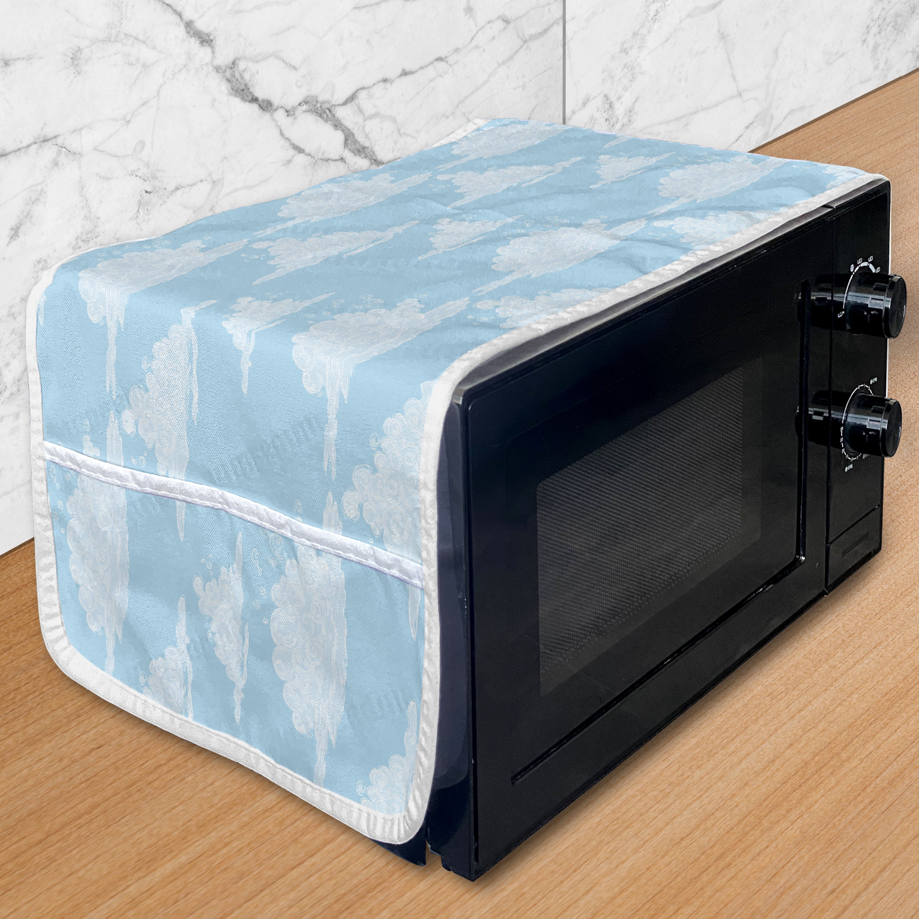 Blue Sky Microwave Oven Cover, Irregular Unreal Cloud Silhouettes ...