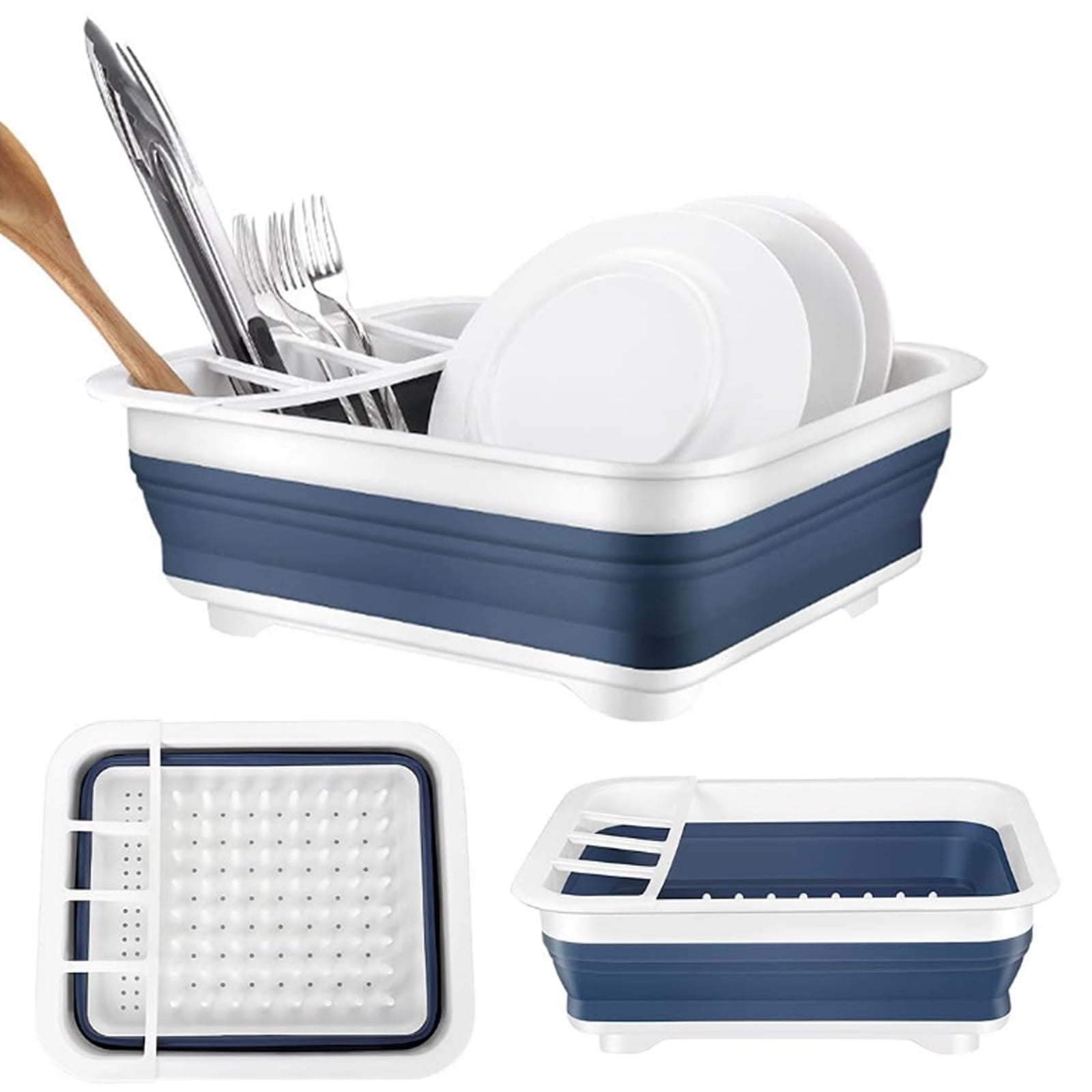 KAZETEC Collapsible Dish Drying Rack Portable Dinnerware Drainer ...