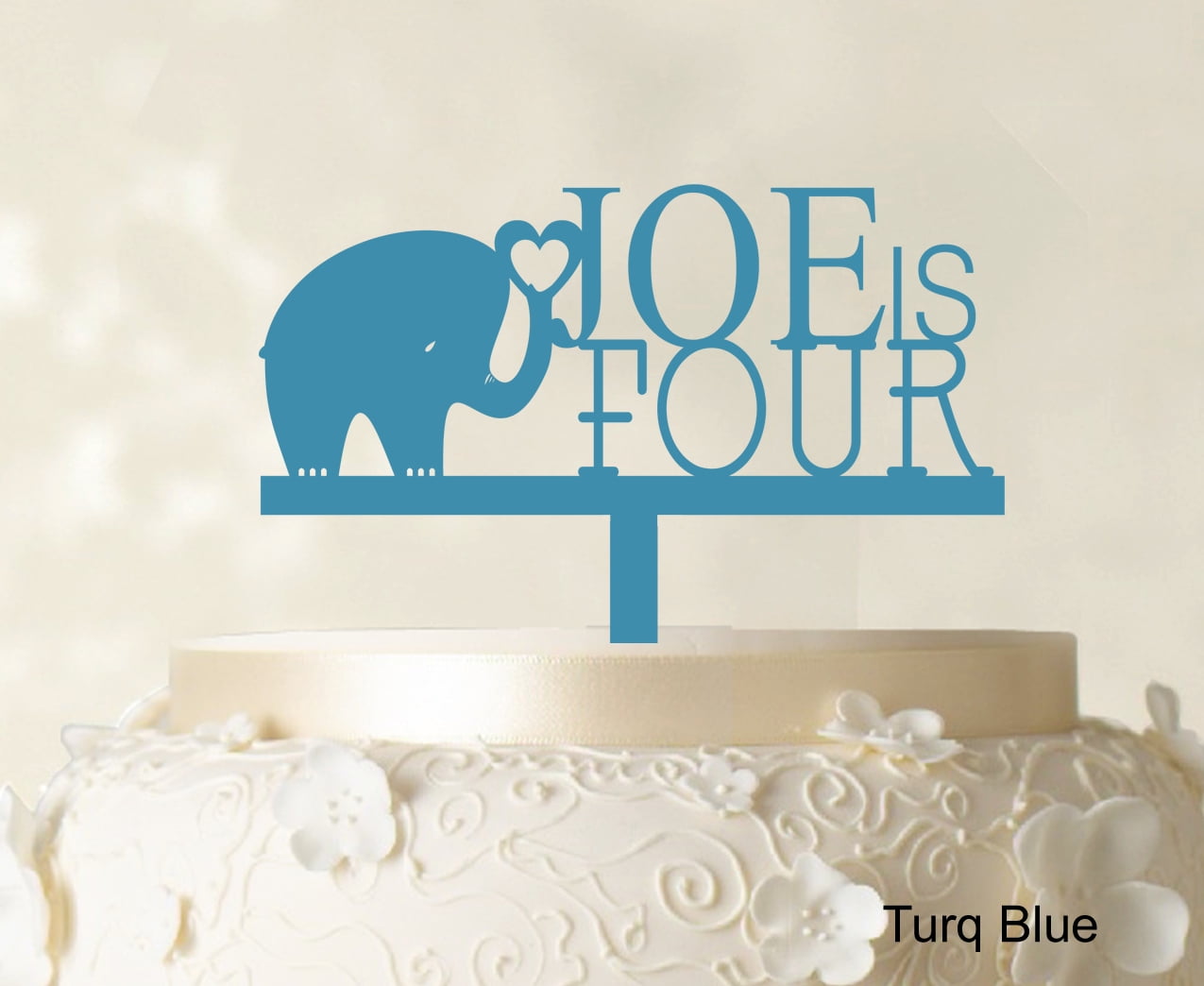 "Kids Birthday Cake Topper Personalized Turquoise Blue Cake Topper ...