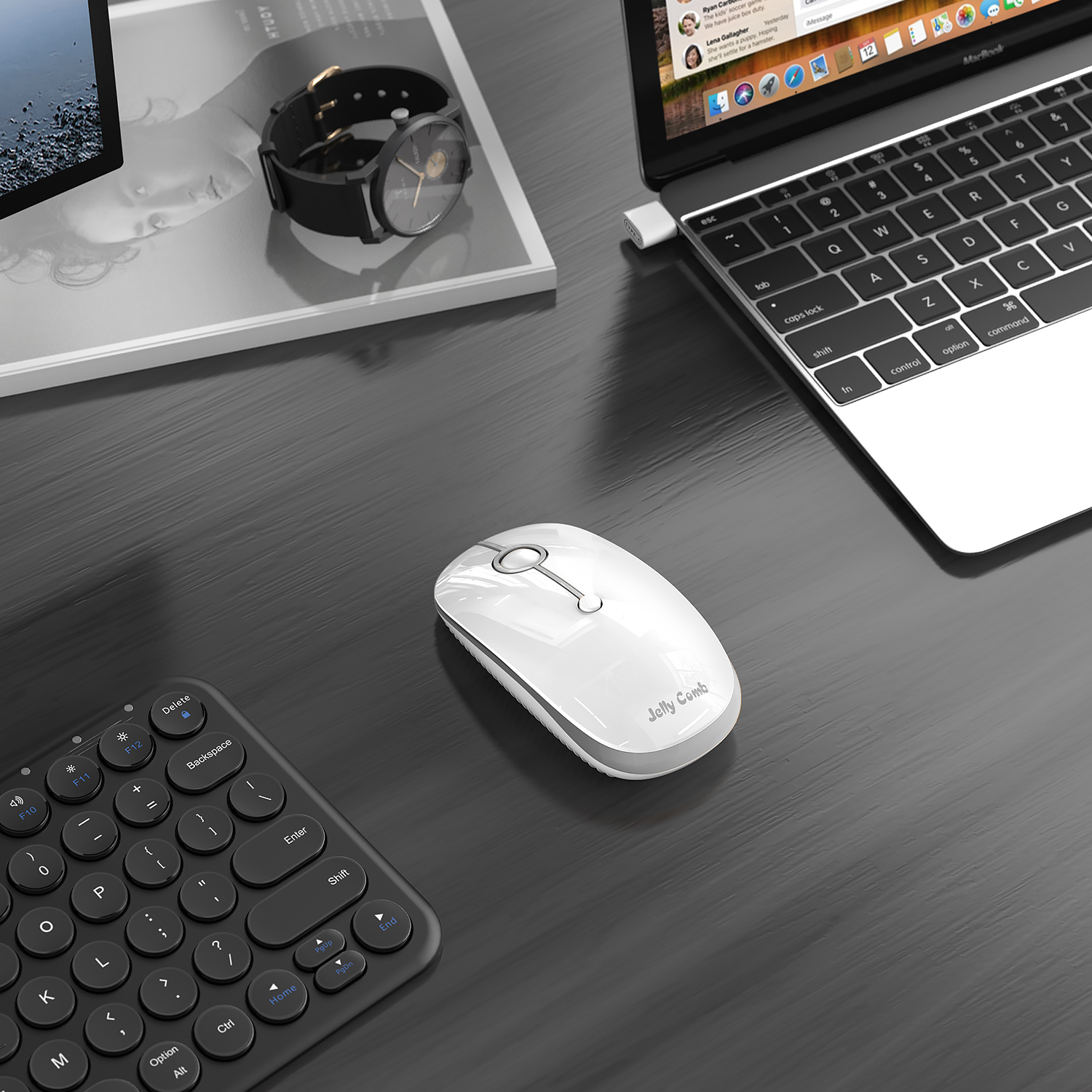 Buy Jelly Comb Wireless Mouse, Dual Mode 2.4Ghz Rechargeable Wireless ...