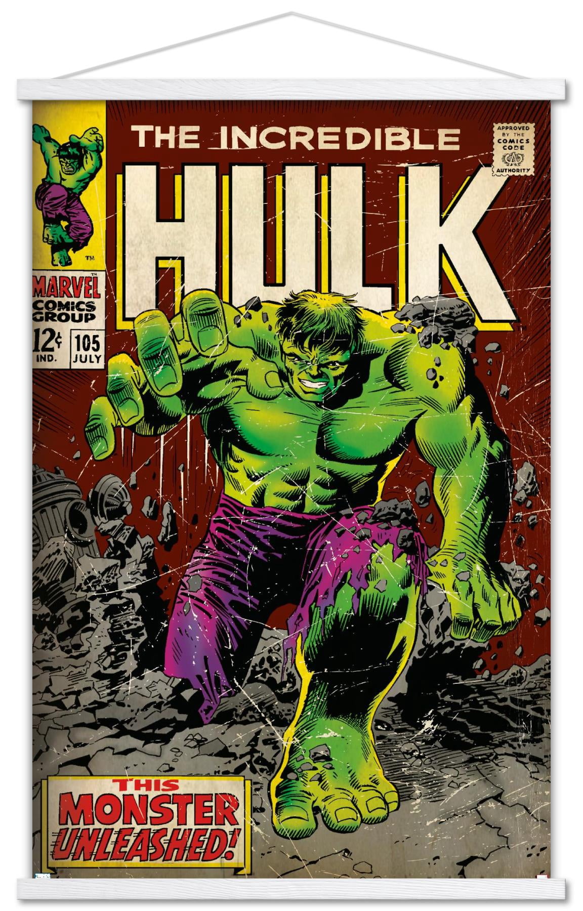 Marvel Comics - Hulk - Incredible Hulk #105 Wall Poster with Wooden ...