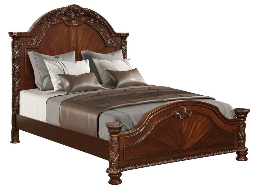 Panel Bed in Cherry Finish (Queen: 94 in. L x 68 in. W x 66 in. H (133 ...