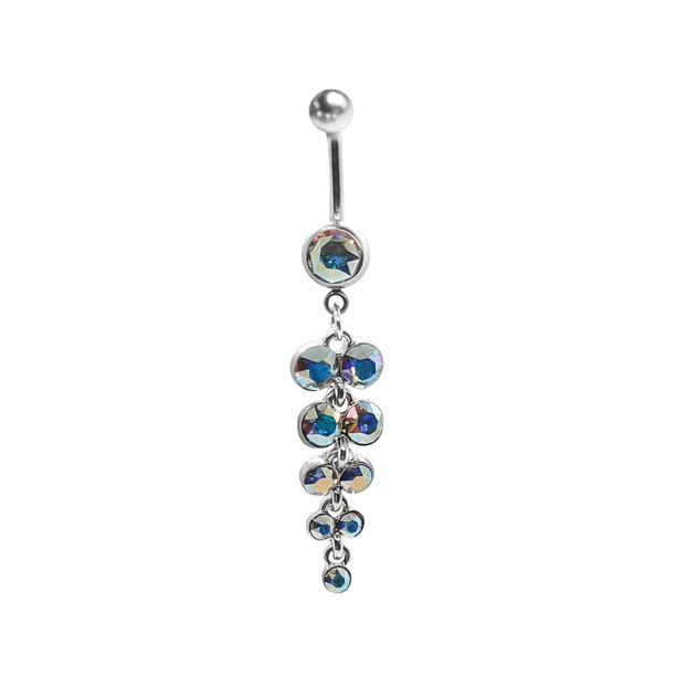 Belly button Rings Curved Naval with Crystal jewels dangling - Walmart.com