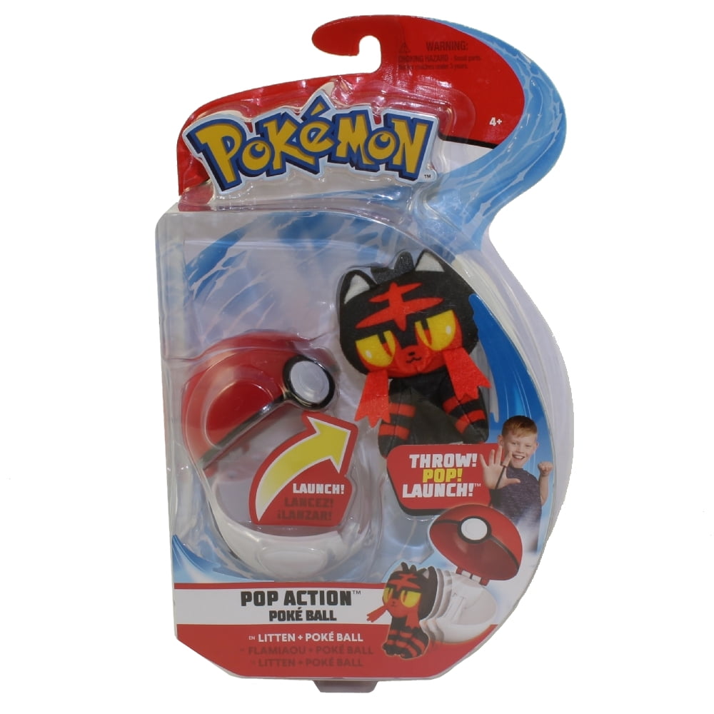 Wicked Cool Toys - Pokemon Pop Action Poke Ball & Plush - LITTEN w ...