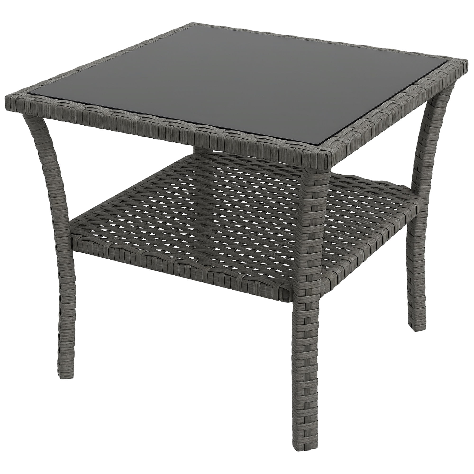 Click here for Outsunny Patio Wicker Coffee Table W/ Two-Tier Des... prices