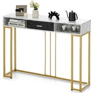 "Tribesigns Golden 42.5"" Console Table, Modern White Faux Marble ...