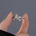 Mortilo S925 Sterling Silver Butterfly Colored Diamond Rotating Ring Opening Adjustable Ring ...