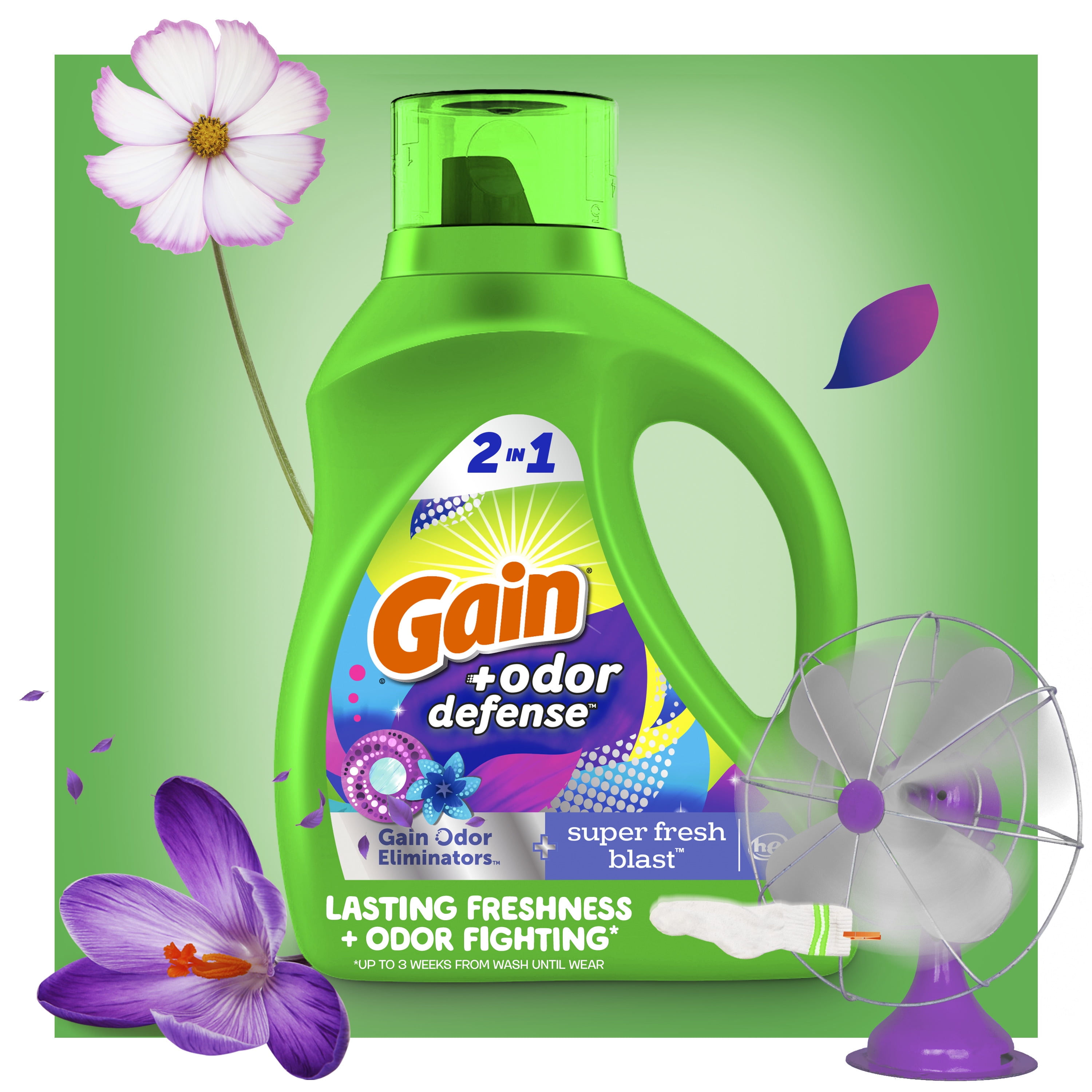 Gain Odor Defense Liquid Laundry Detergent, Super Fresh Blast Scent, 88 ...