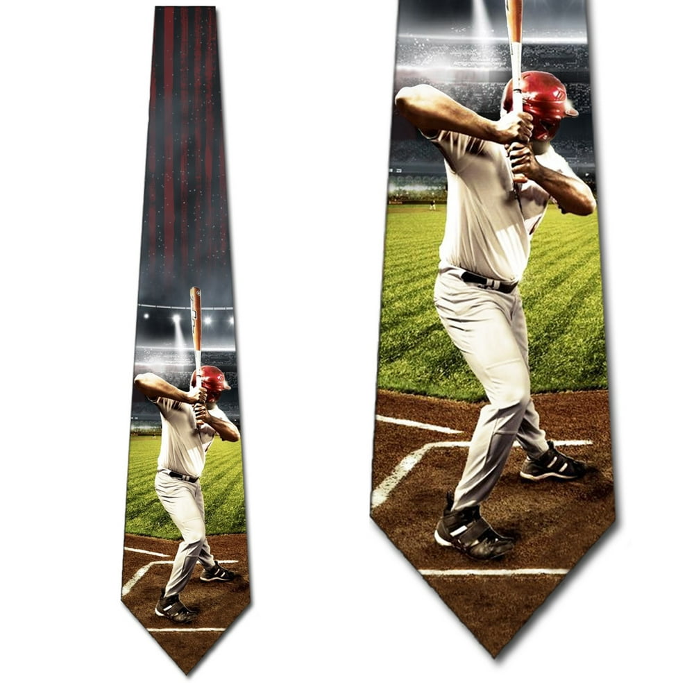 Baseball Ties Mens Sports Necktie Batter Up Tie by Three Rooker ...