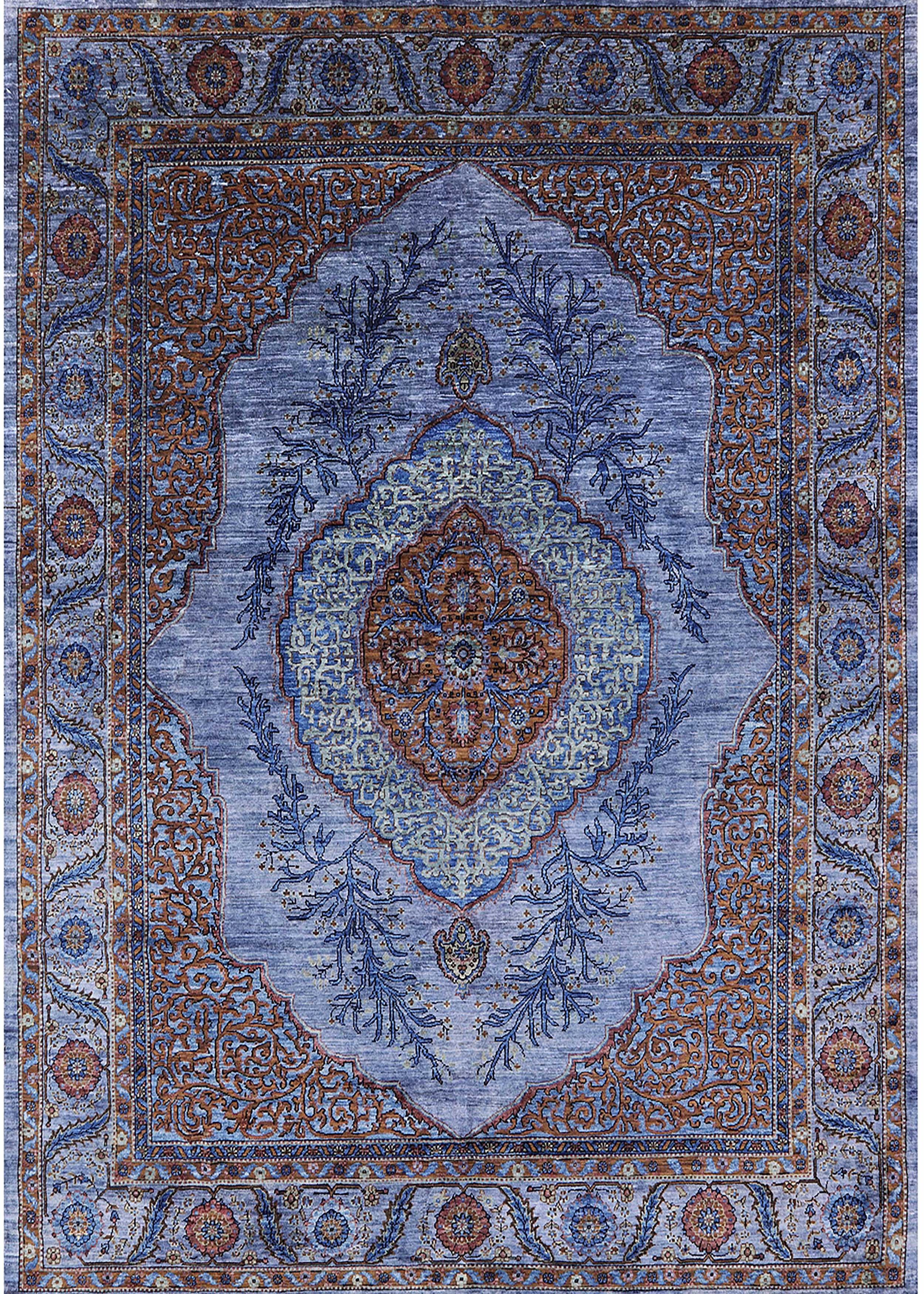 Ahgly Company Indoor Rectangle Mid-Century Modern Plum Purple Oriental ...